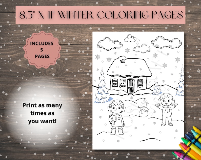 Printable Winter Coloring Pages, Printable Coloring, Digital Coloring ...