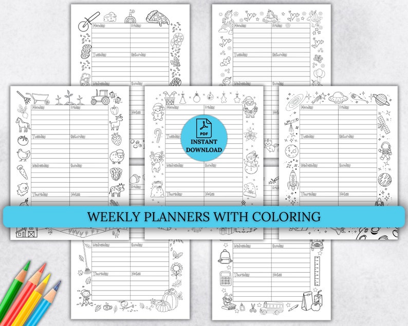 Printable Weekly Planner With Coloring, Coloring Planner, Coloring for ...