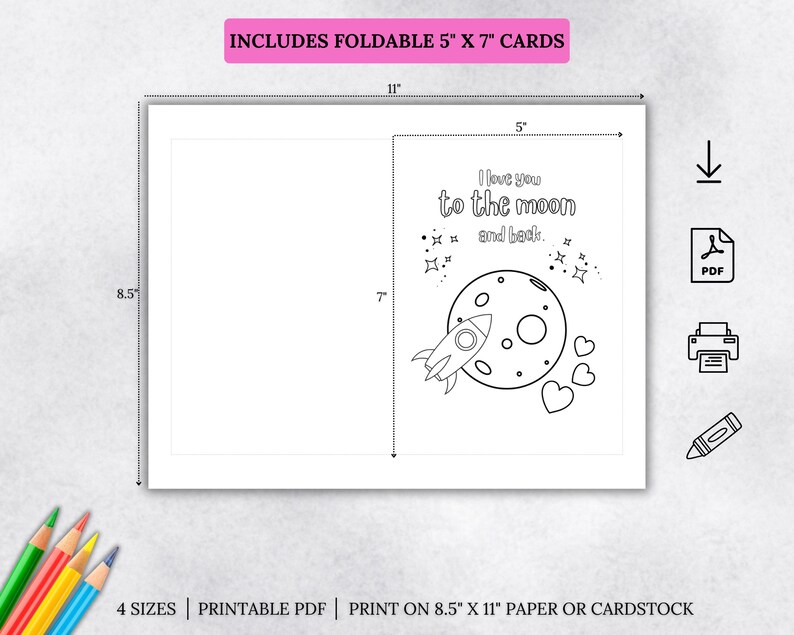 Printable Valentines Coloring Cards for Kids (PDF) - Etsy