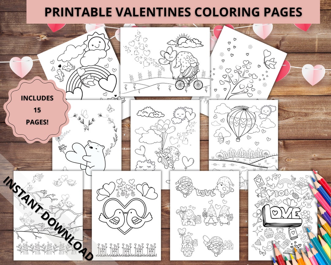 Valentine's Day Coloring Pages: Kids' Activity (digital Download) - Etsy