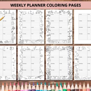 Printable Weekly Planner With Coloring, Coloring Planner, Coloring for ...