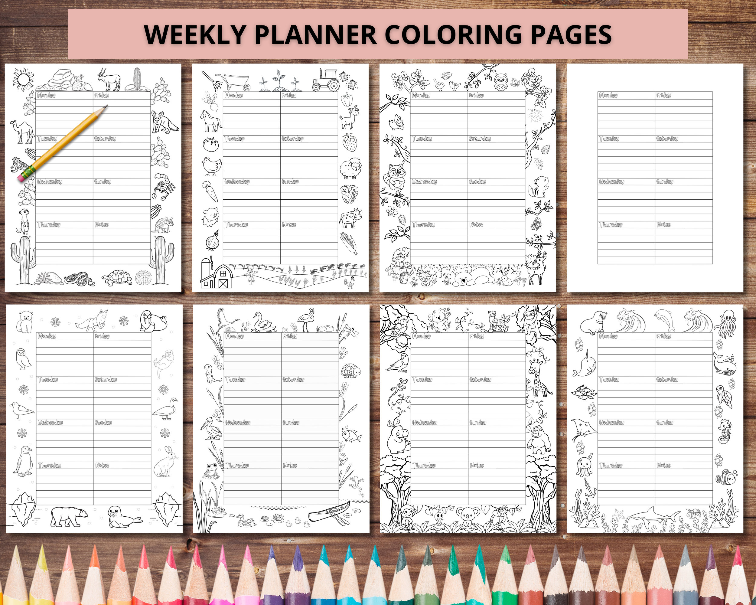 Printable Weekly Planner With Coloring, Coloring Planner, Coloring for ...