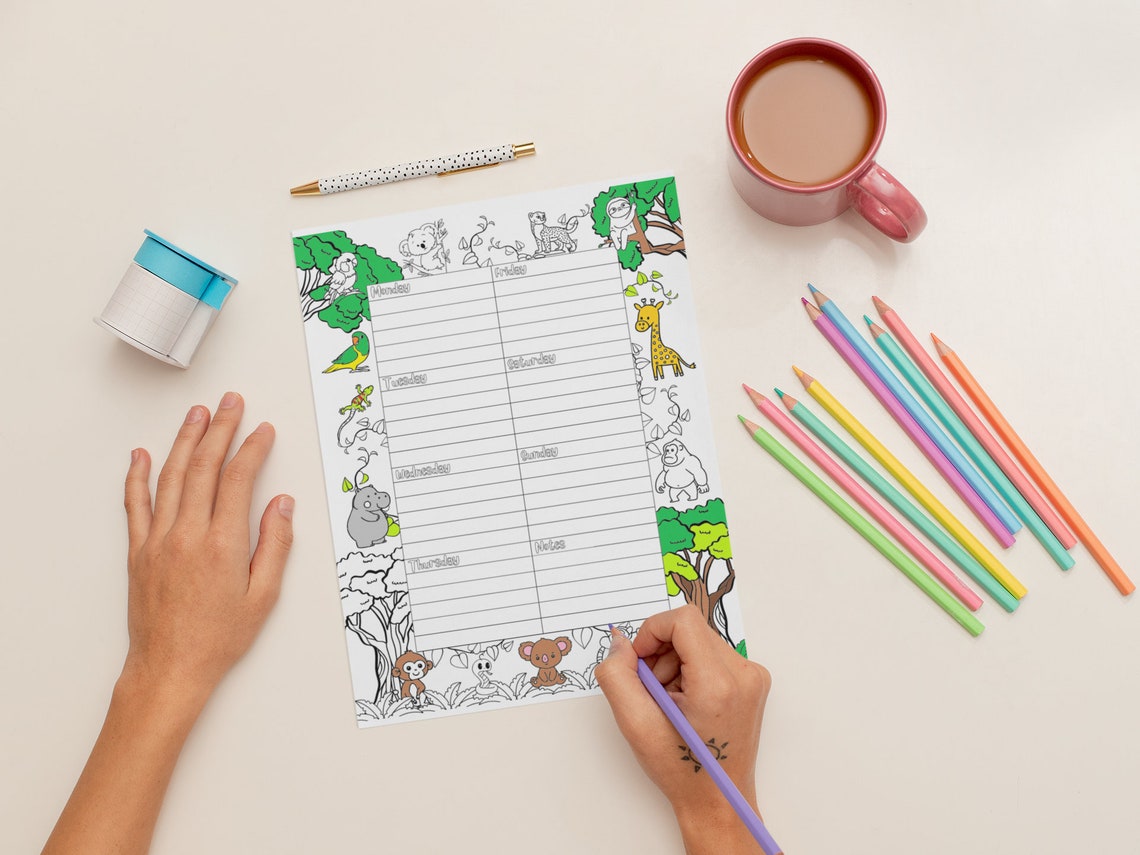 Printable Weekly Planner With Coloring, Coloring Planner, Coloring for ...