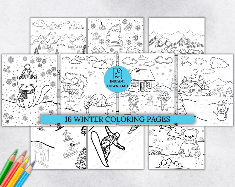 Printable Winter Coloring Pages, Printable Coloring, Seasonal Coloring ...