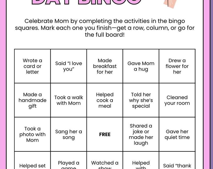 Mother’s Day Bingo Printable - Etsy