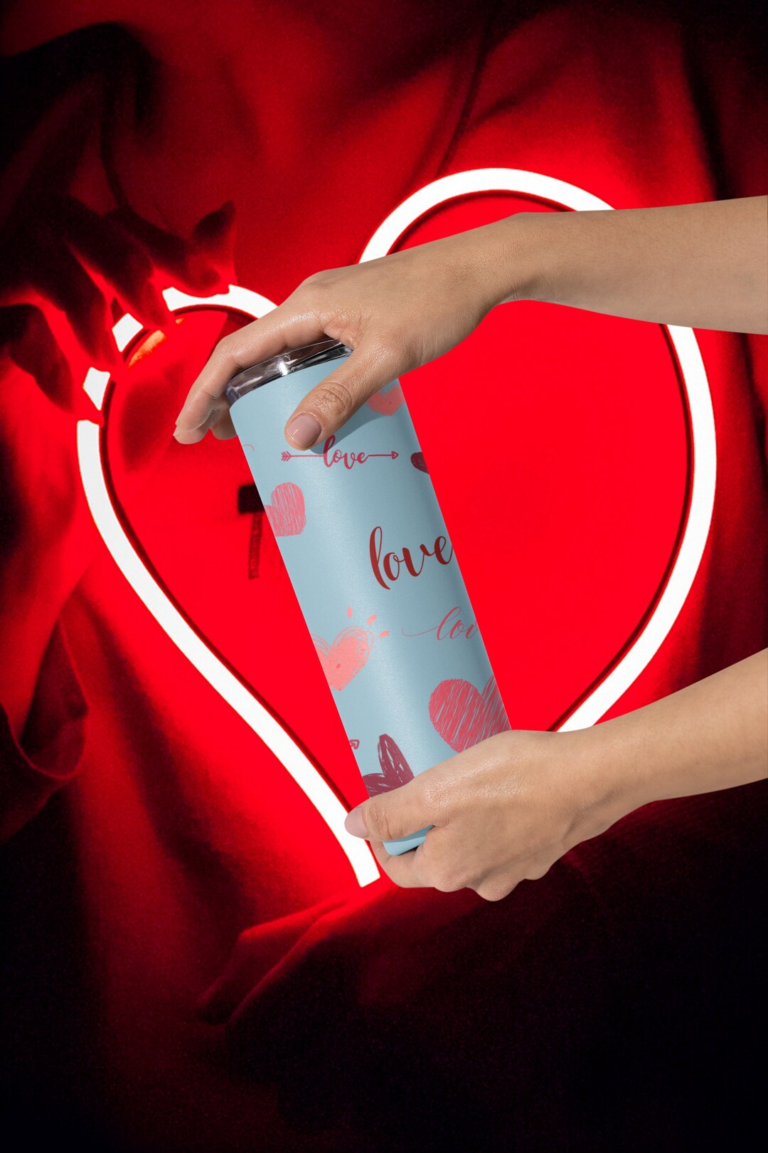 Hearts & Love 20oz Skinny Tumbler, Valentines Day Gift, Sweethearts - Etsy