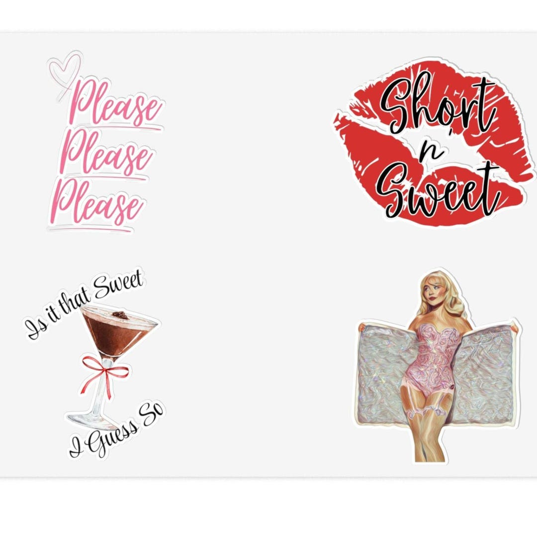Sabrina Sticker Sheet, Short and Sweet, Espresso, Please Die Cut ...