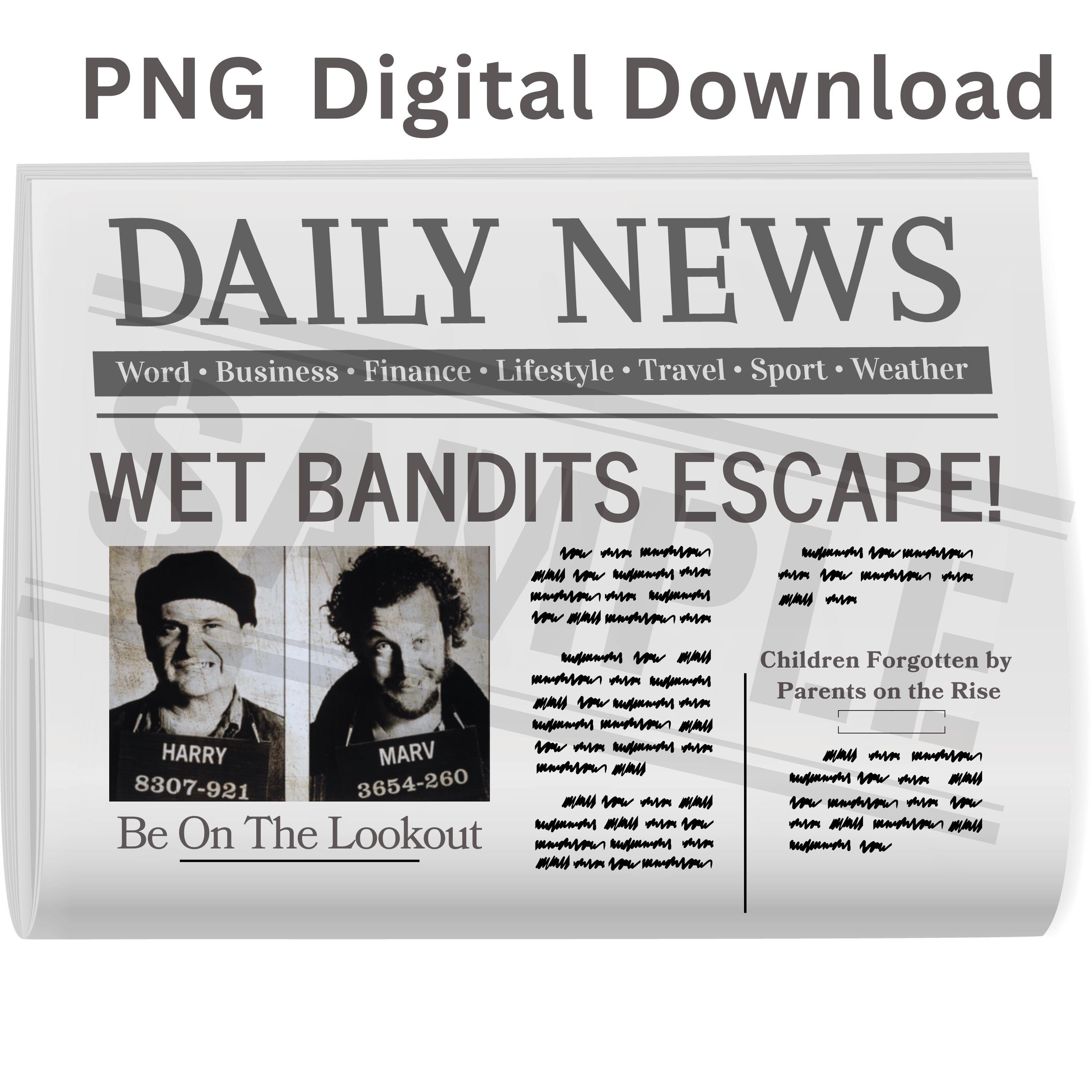 Wet Bandits Newspaper Article PNG, Marv and Harry Digital Download - Etsy