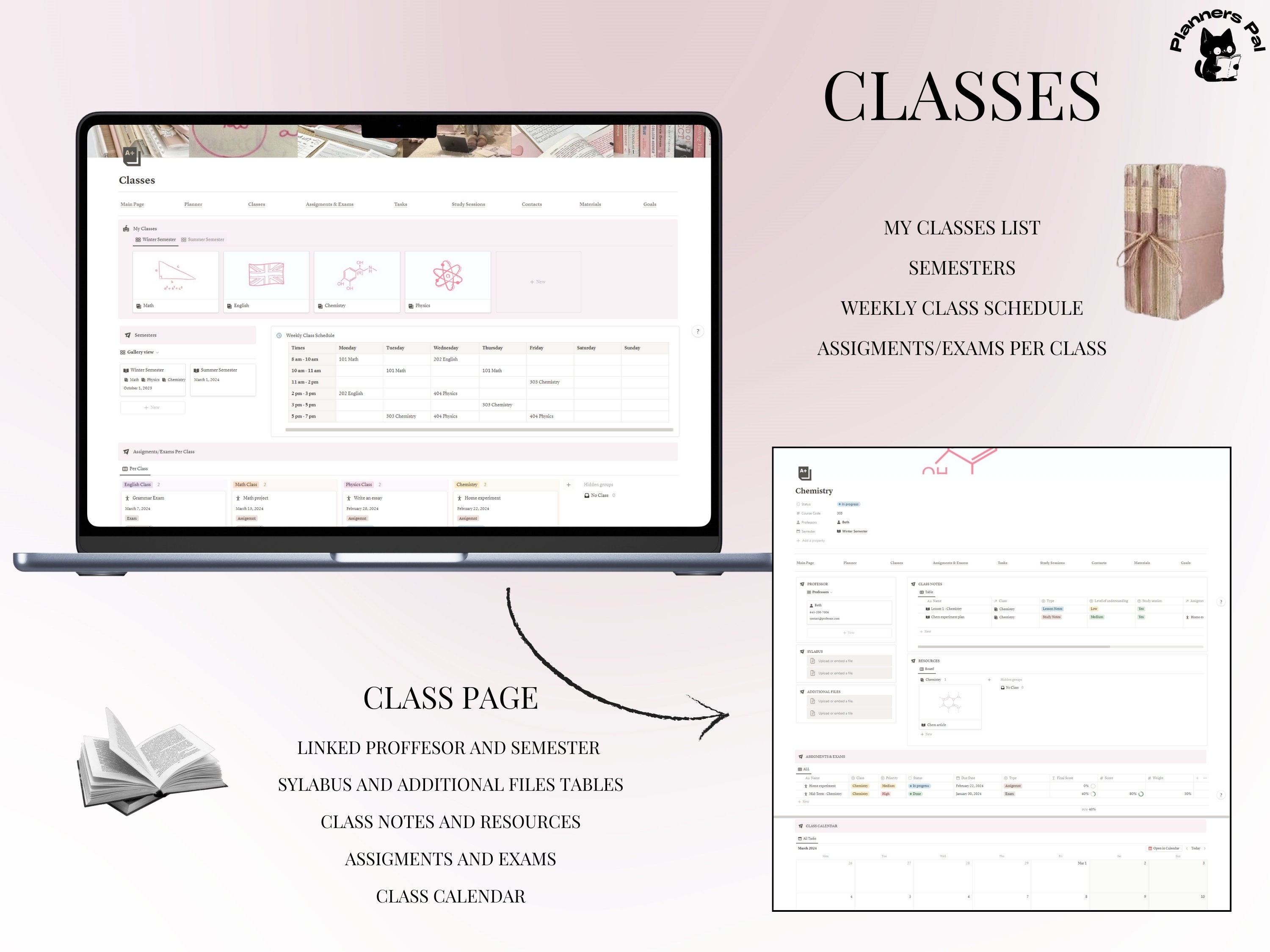 Pink Student All-in-one Planner Ultimate Notion Planner Notion ...