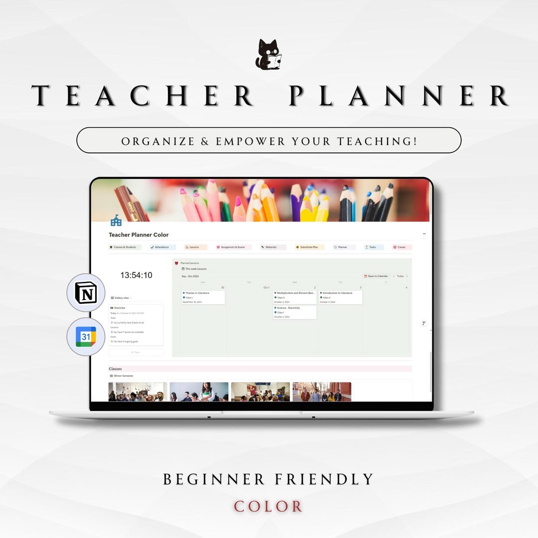 Notion Teacher Planner | COLOR | Lesson Planner | Teacher Organization ...