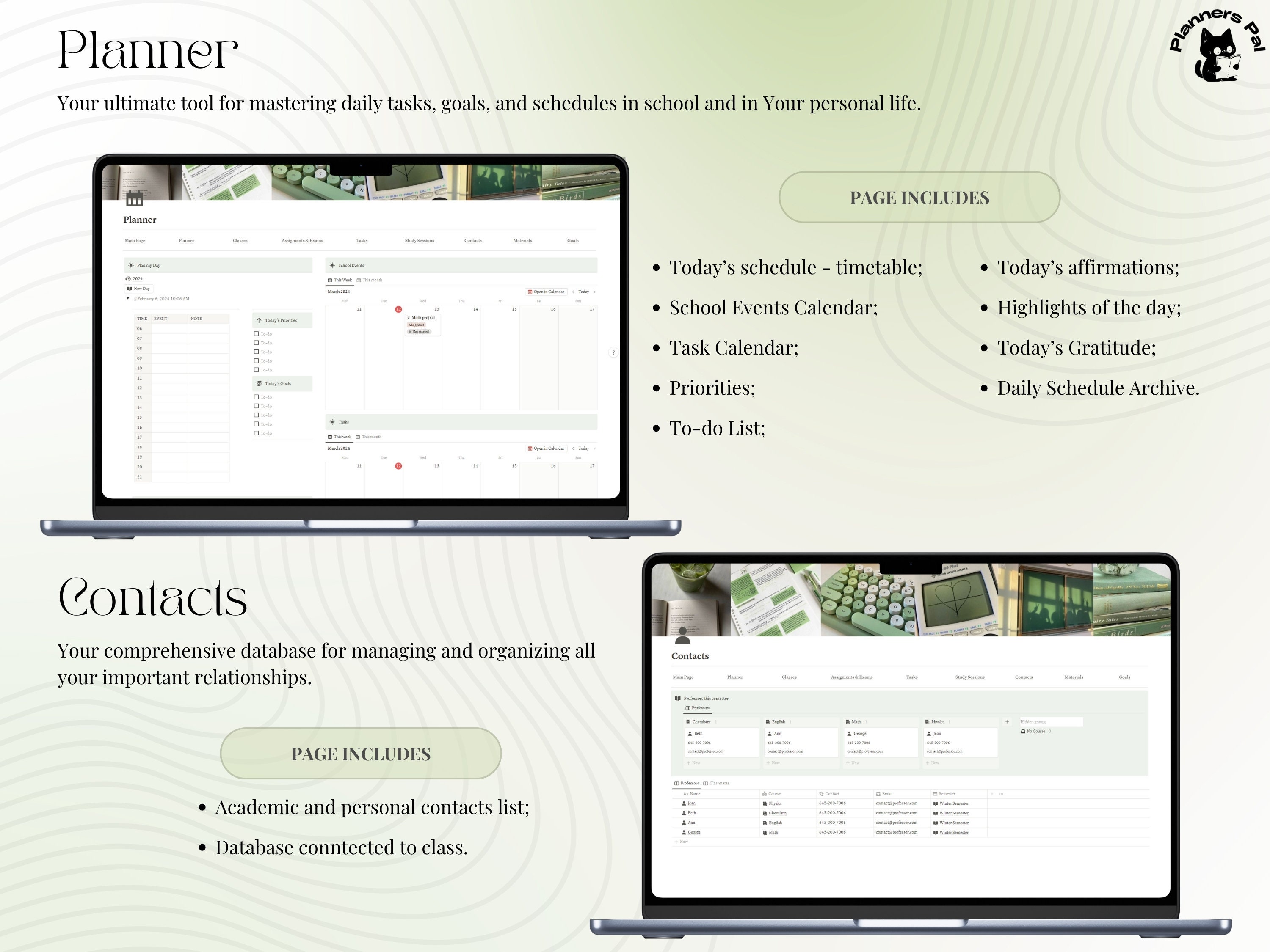 Green Student All-in-one Planner Ultimate Notion Planner Notion ...