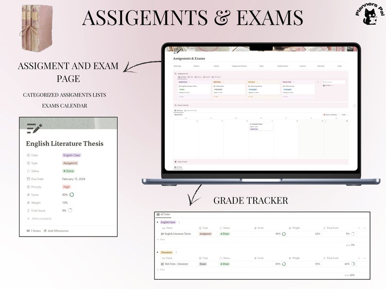 Pink Student All-in-one Planner Ultimate Notion Planner Notion ...