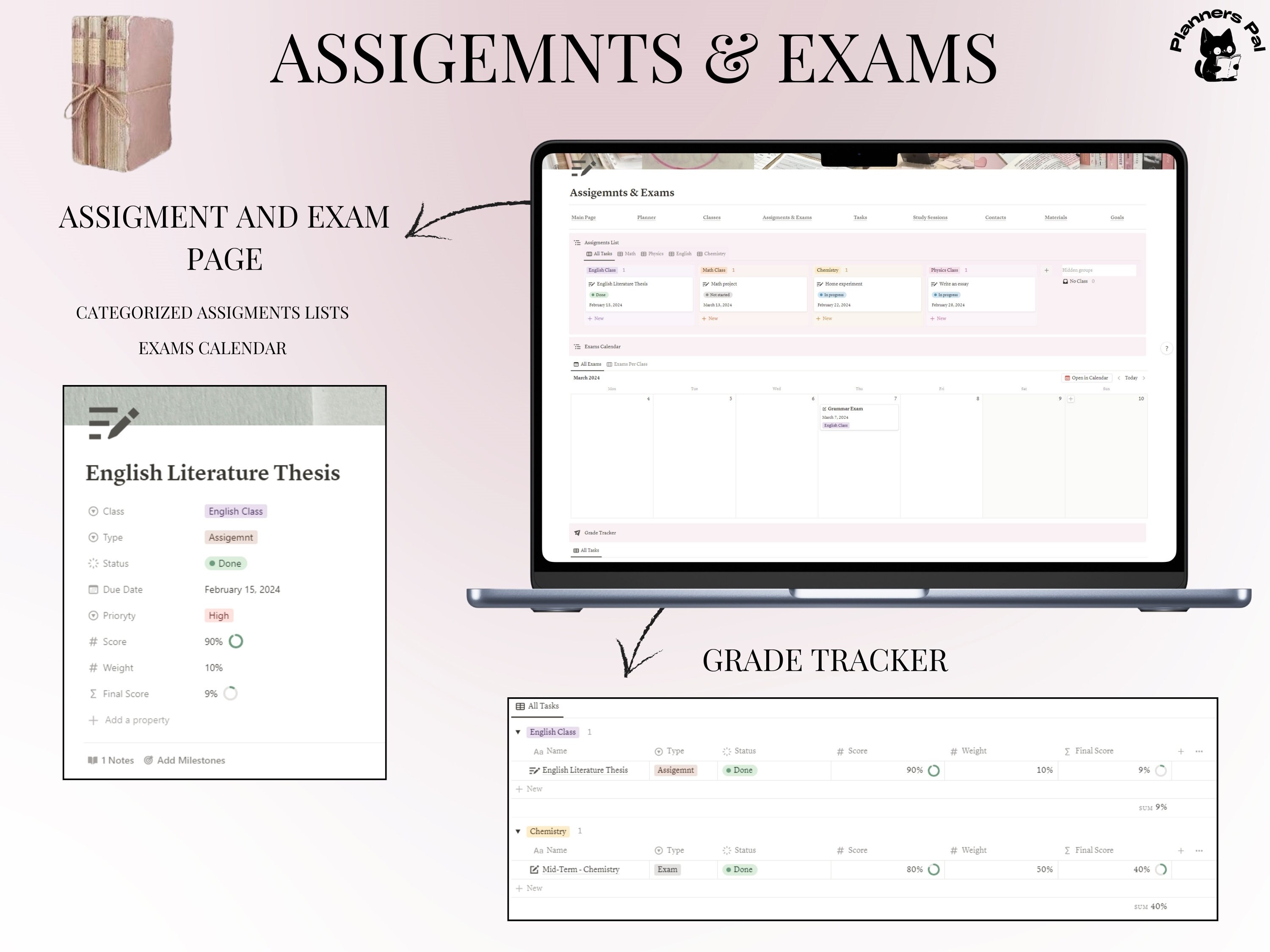 Pink Student All-in-one Planner Ultimate Notion Planner Notion ...