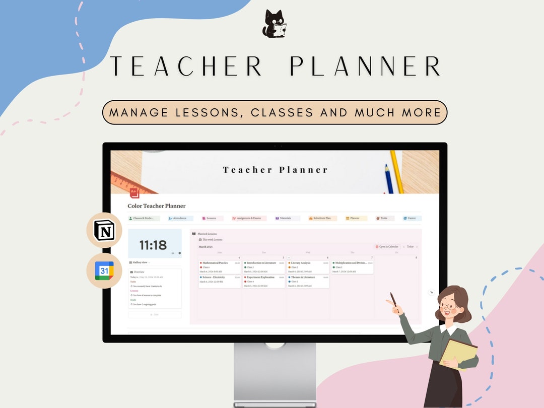Notion Teacher Planner COLOR Lesson Planner Teacher Organization ...