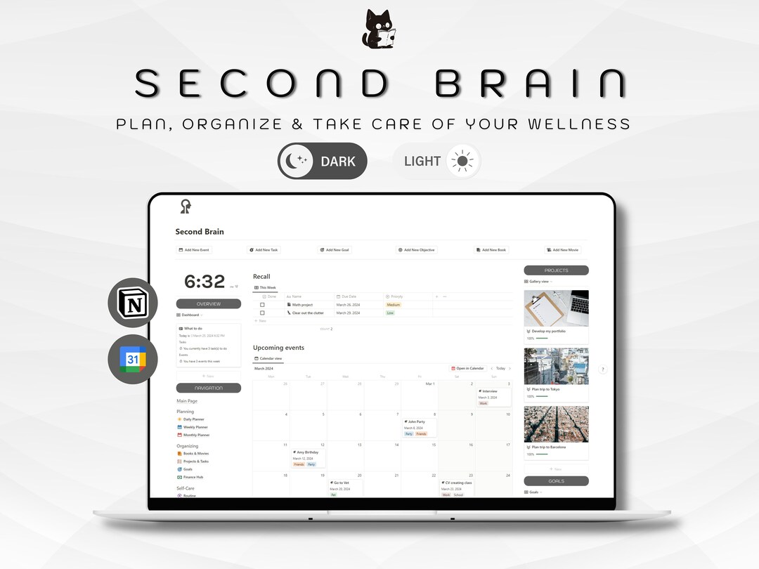 Ultimate Second Brain Planner Notion Digital Brain Notion Life Planner ...