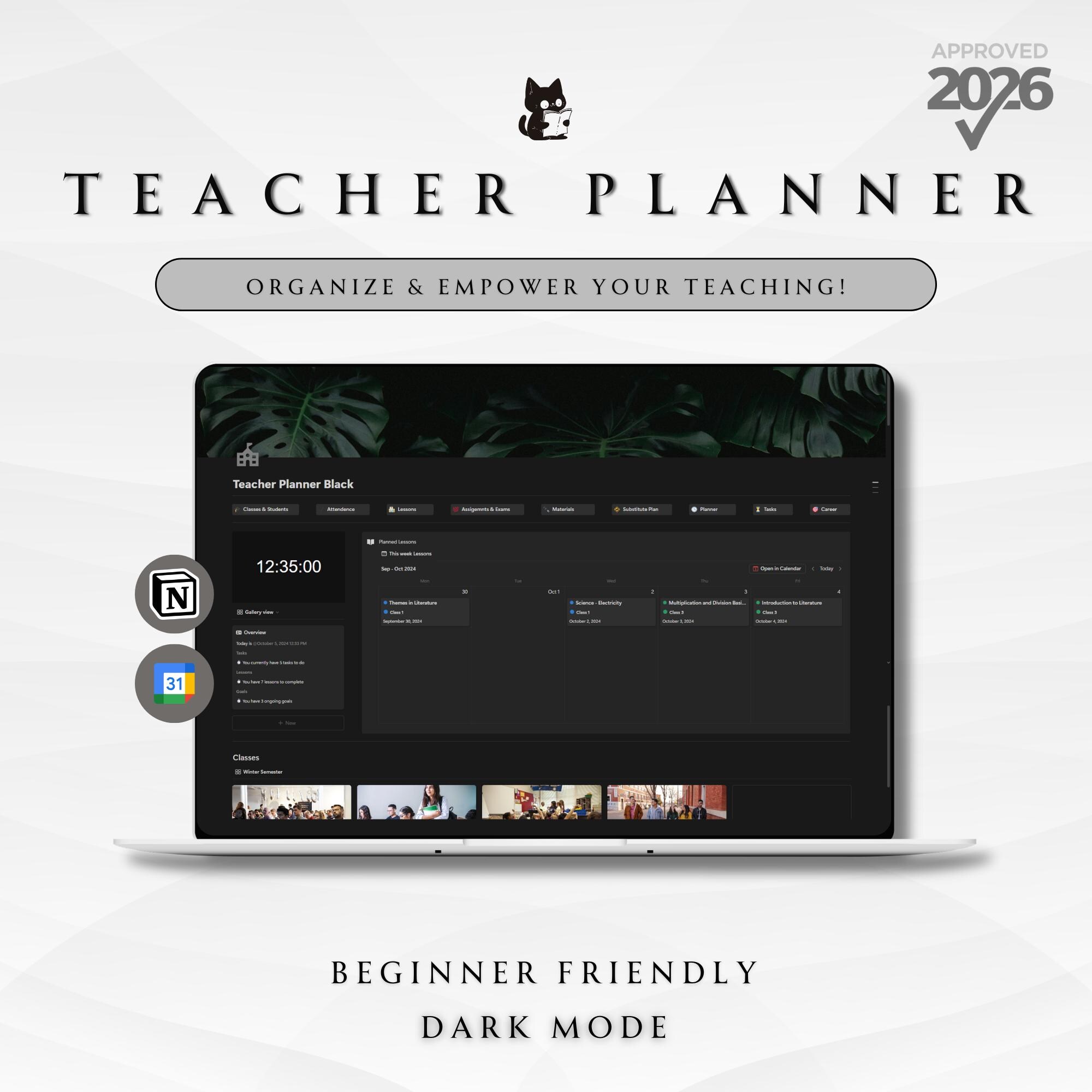 Notion Teacher Planner | DARK MODE | Lesson Planner | Teacher ...