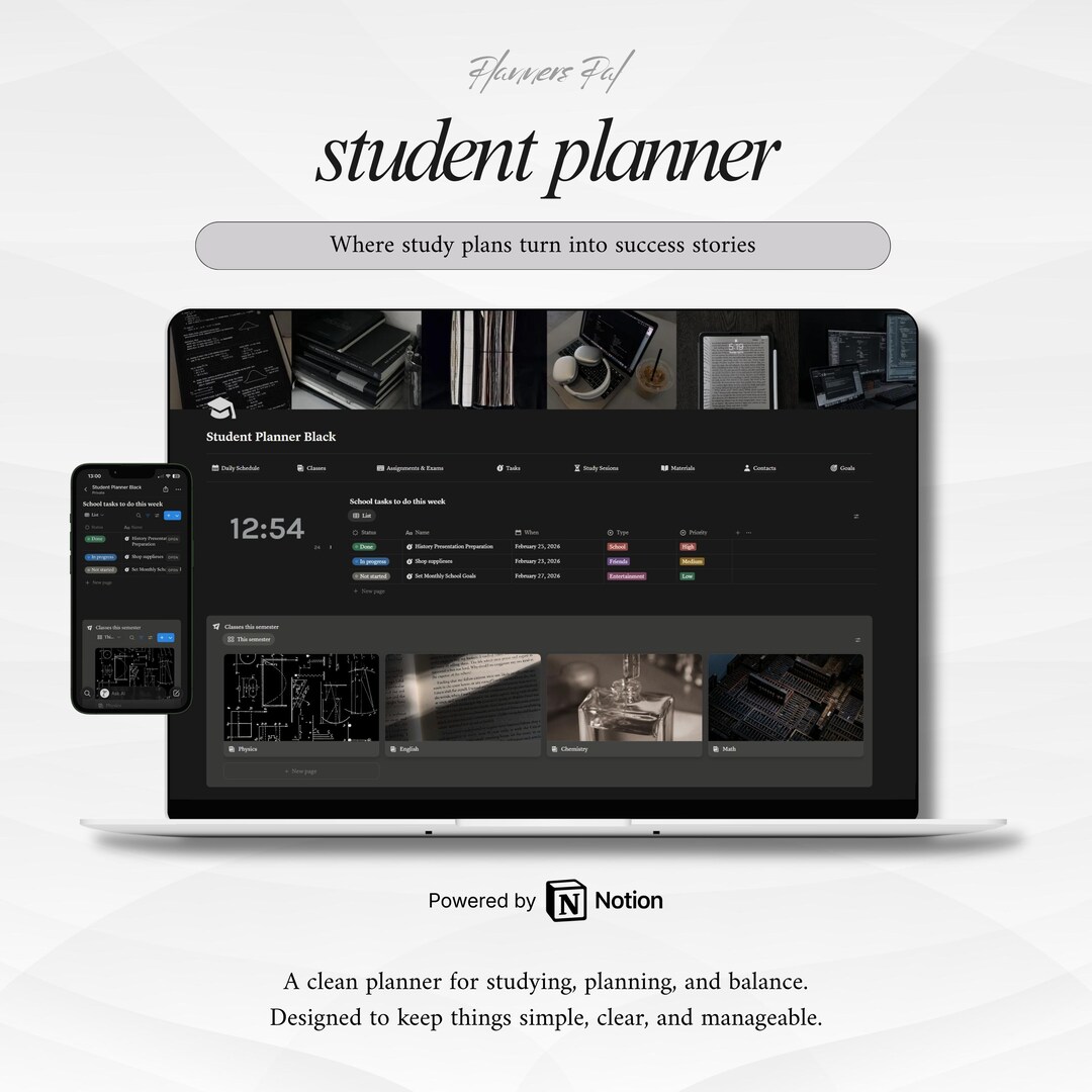 Black Student All-in-one Planner | DARK MODE | Ultimate Notion Planner ...