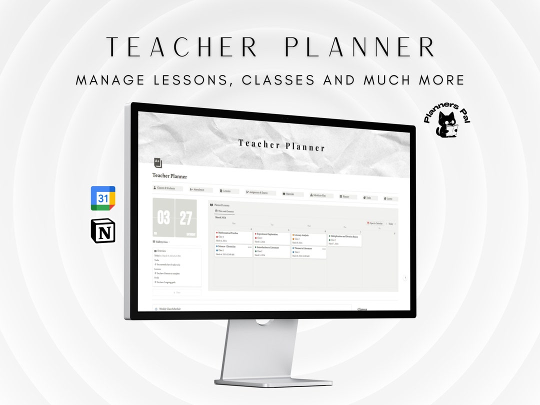 Notion Teacher Planner LIGHT MODE Lesson Planner Teacher Organization ...