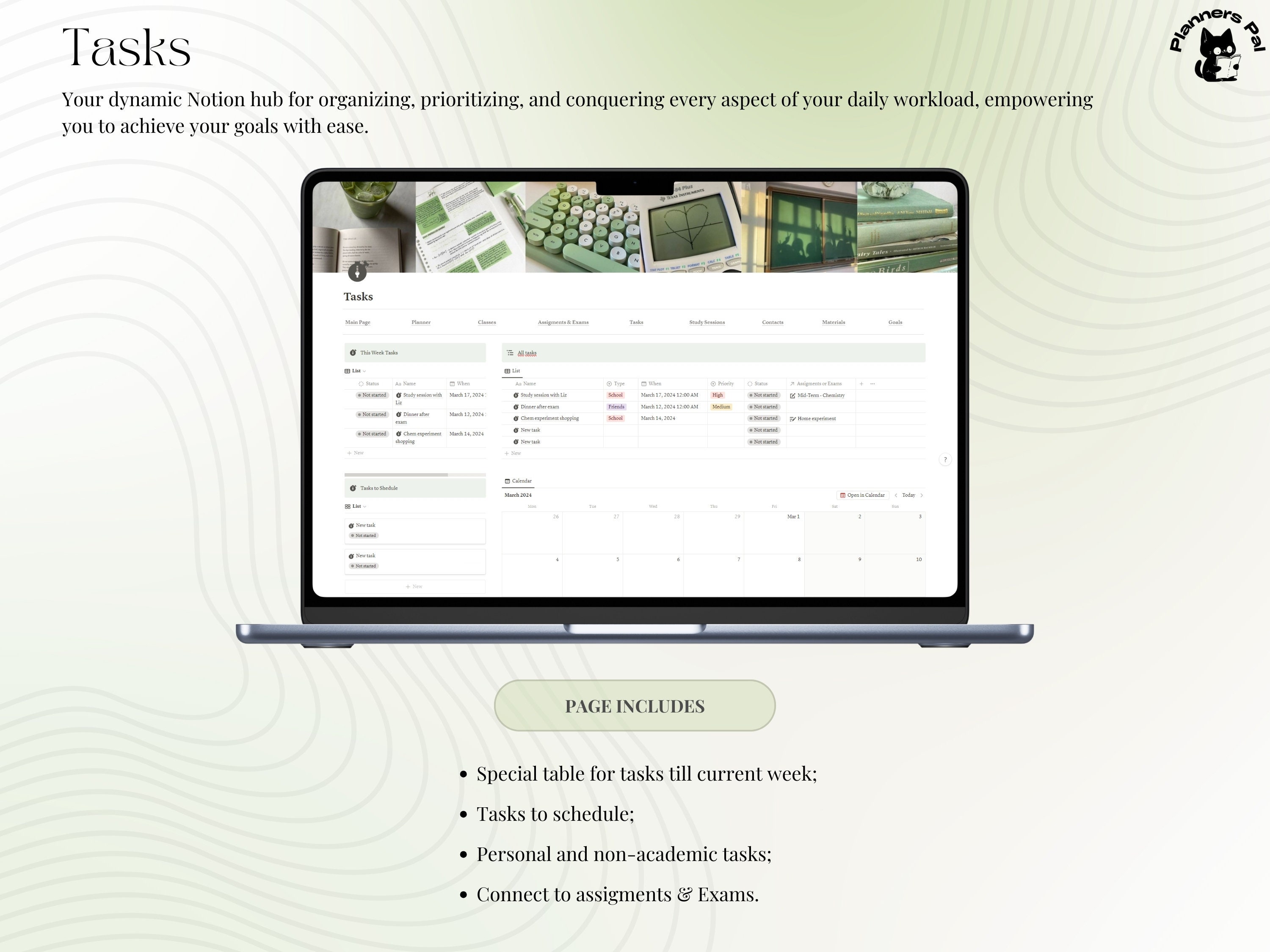 Green Student All-in-one Planner Ultimate Notion Planner Notion ...