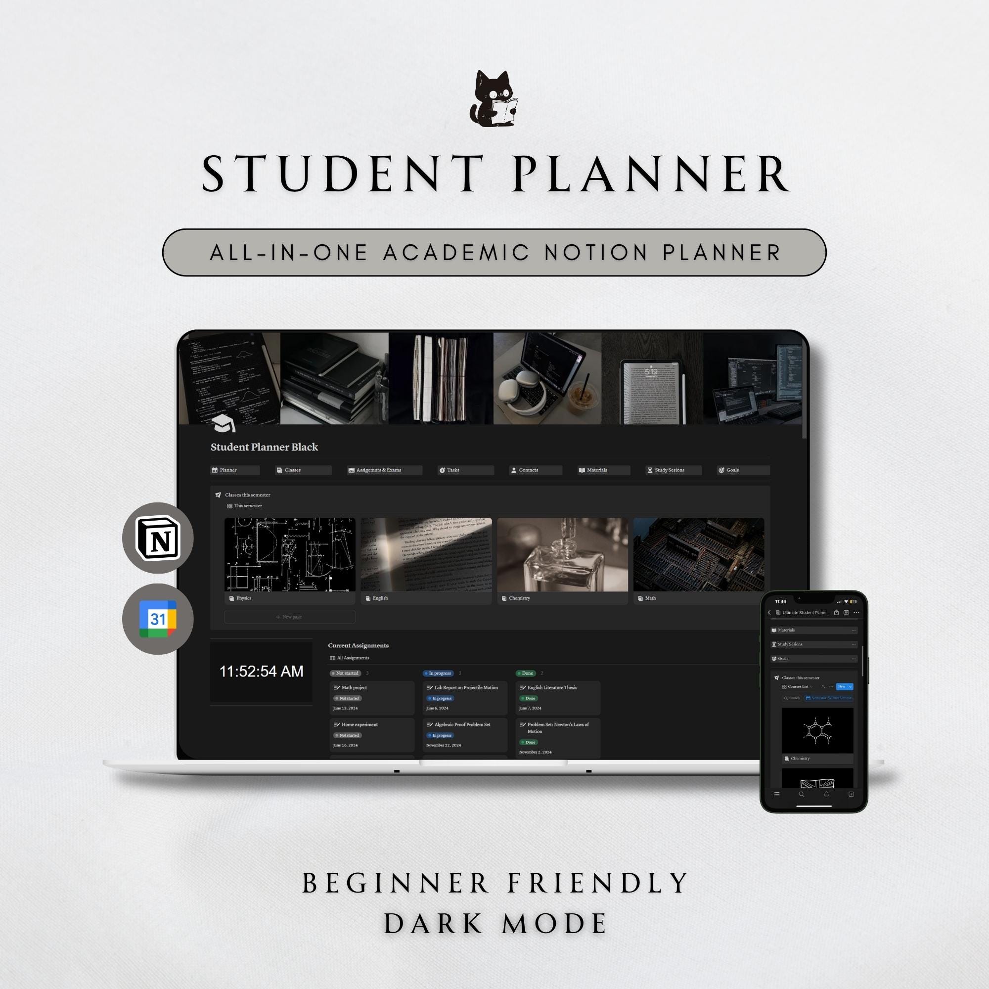 Black Student All-in-one Planner | DARK MODE | Ultimate Notion Planner ...