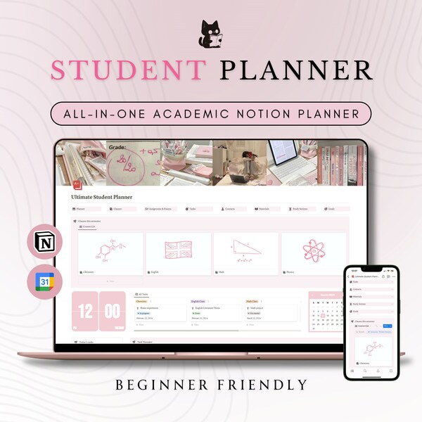 Blue IT Girl All-in-one Planner Ultimate Notion Planner Notion Dashboard Aesthetic Notion ...