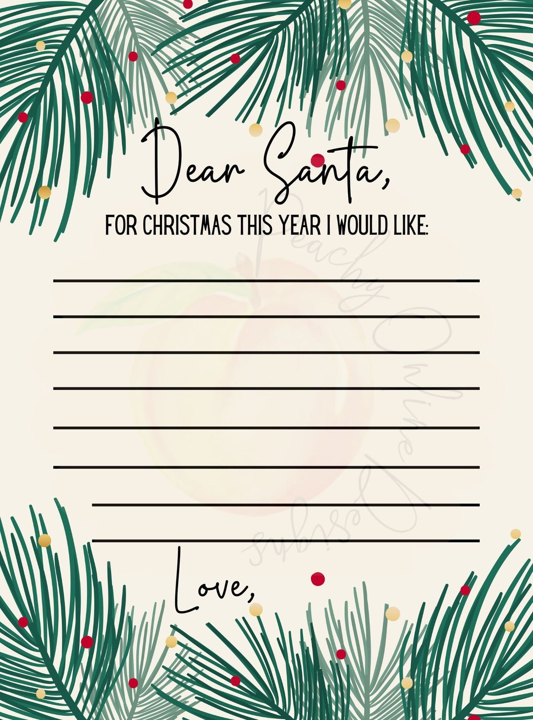 Letter to Santa- Santa Wish List Digital Download - Etsy