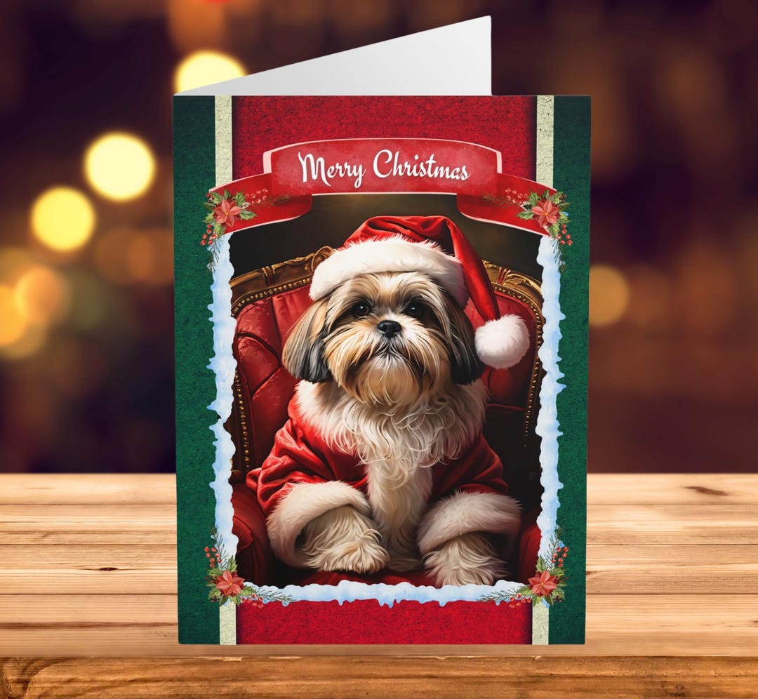 Shih Tzu Christmas Card, for Shih Tzu Lovers, Shih Tzu Mom, Shih Tzu ...