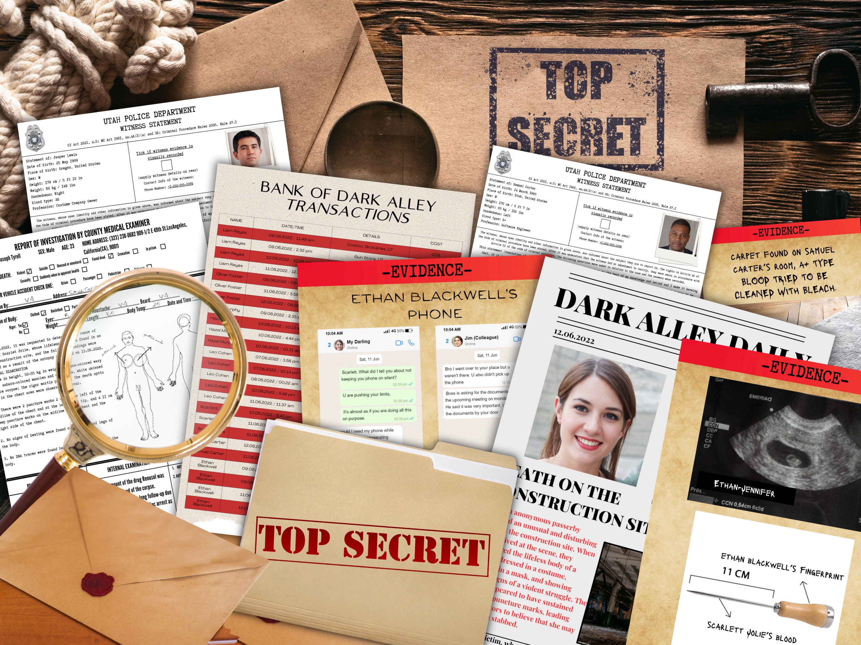 Murder Mystery Game Detective Game Kit Halloween Party Game Kit Custom ...