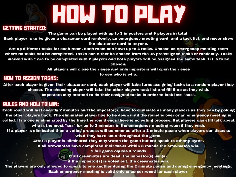 Among Us Game: Printable Birthday Party Game Kit (digital Download) - Etsy