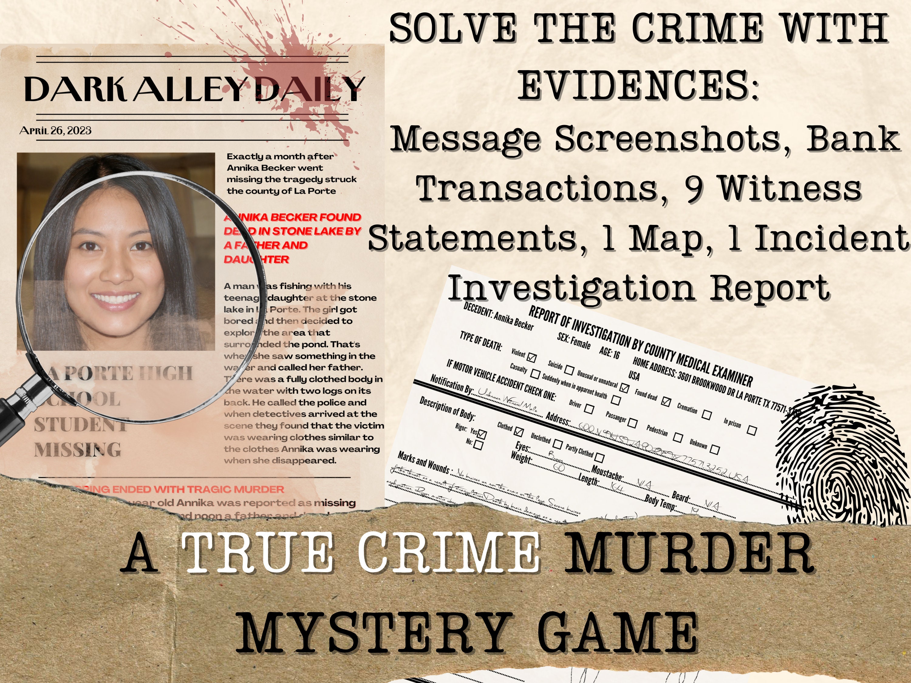 Murder Mystery Game Detective Game Kit Halloween Party Game Kit Custom ...