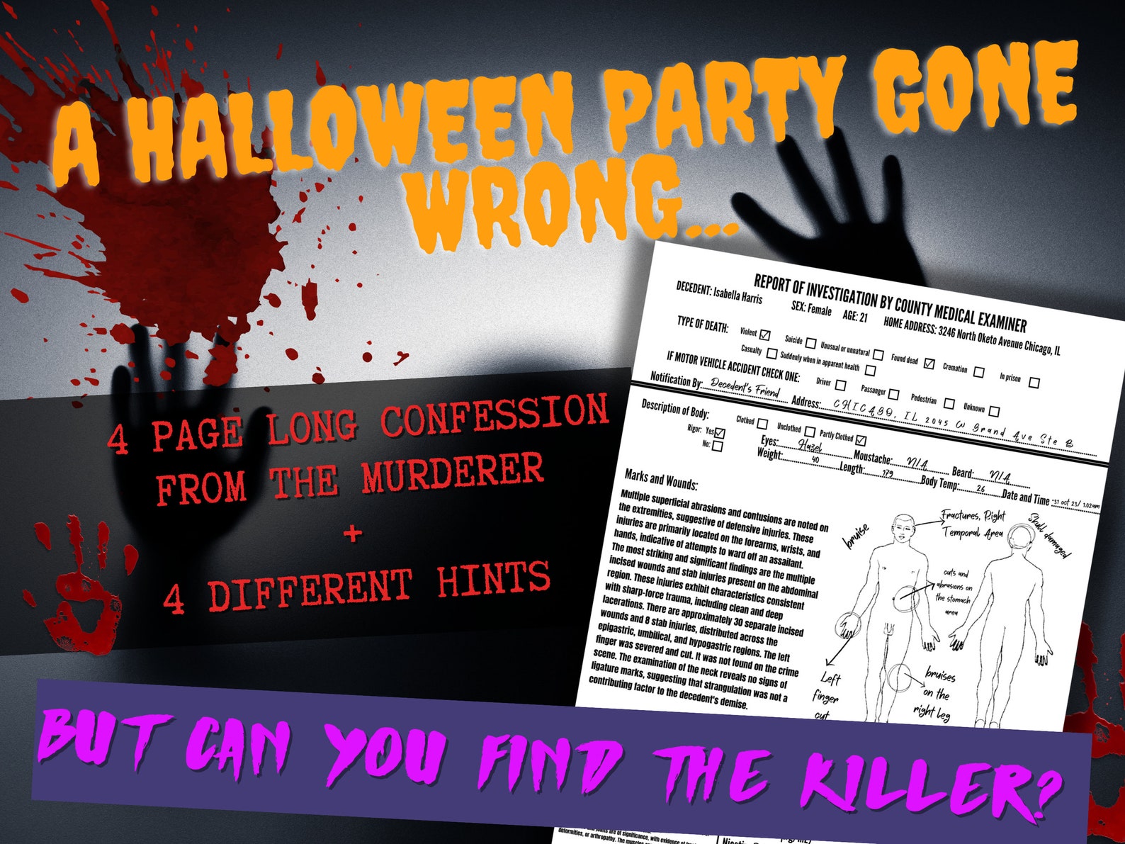 Murder Mystery Halloween Game Party Custom Detective Game Kit DIY Date ...