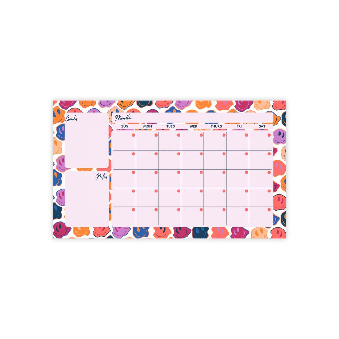 Melty Smiley Face Monthly Calendar Planner: Post-it Note Pad (10x6) - Etsy