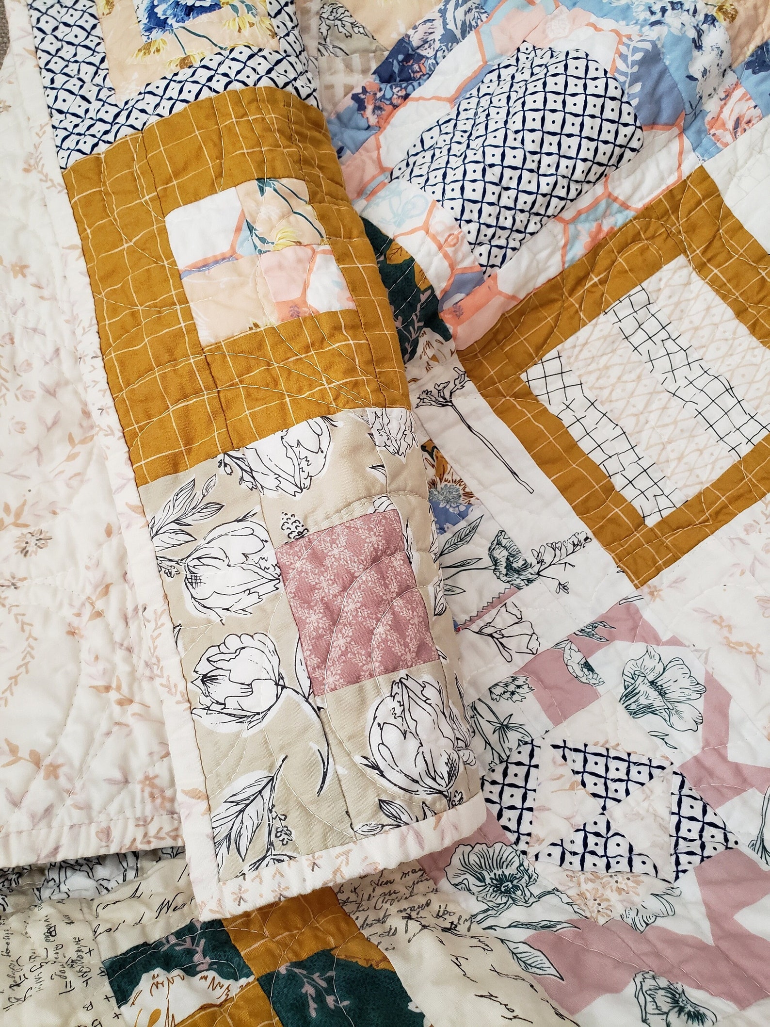 Handmade Improv Patchwork Baby Girl Quilt, Modern Infant Blanket ...
