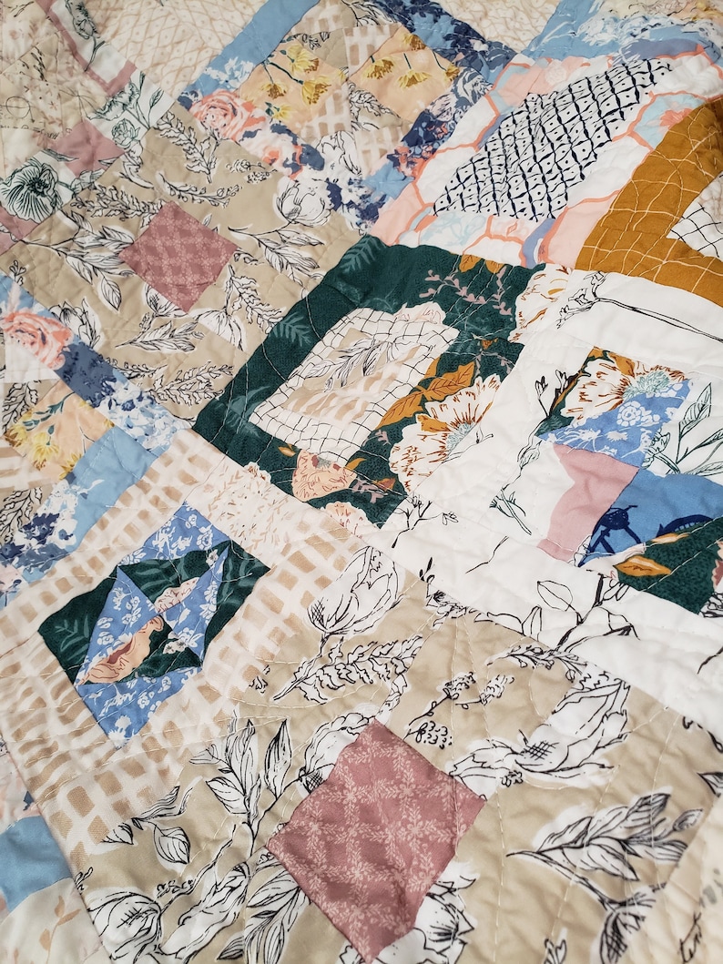 Handmade Improv Patchwork Baby Girl Quilt, Modern Infant Blanket, Nursery Decor, Contemporary ...