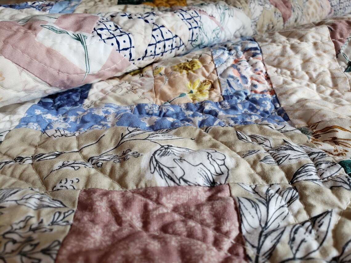 Handmade Improv Patchwork Baby Girl Quilt, Modern Infant Blanket ...