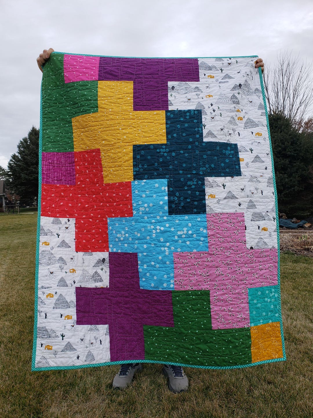 Big Plus Baby Quilt - Handmade Patchwork Quilt- Rainbow Colors Baby ...