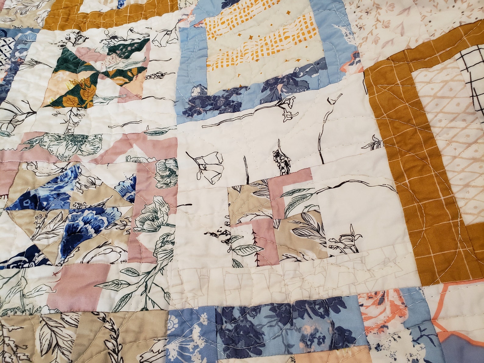 Handmade Improv Patchwork Baby Girl Quilt, Modern Infant Blanket, Nursery Decor, Contemporary ...