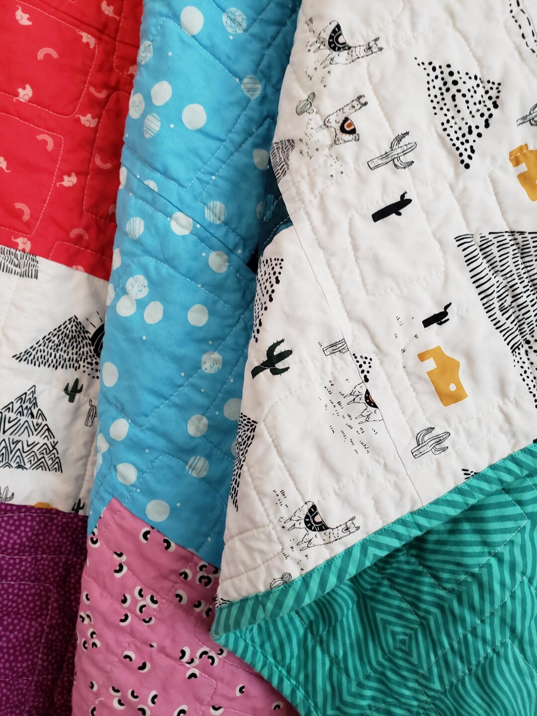 Plus Baby Quilt Handmade Patchwork Quilt Rainbow Colors Baby Quilt ...