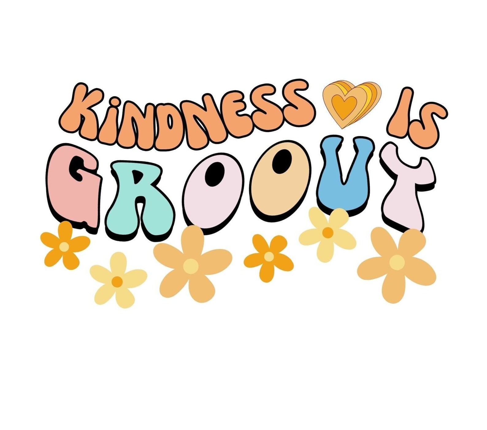 Retro Style Kindness If Groovy PNG Instant Download High - Etsy