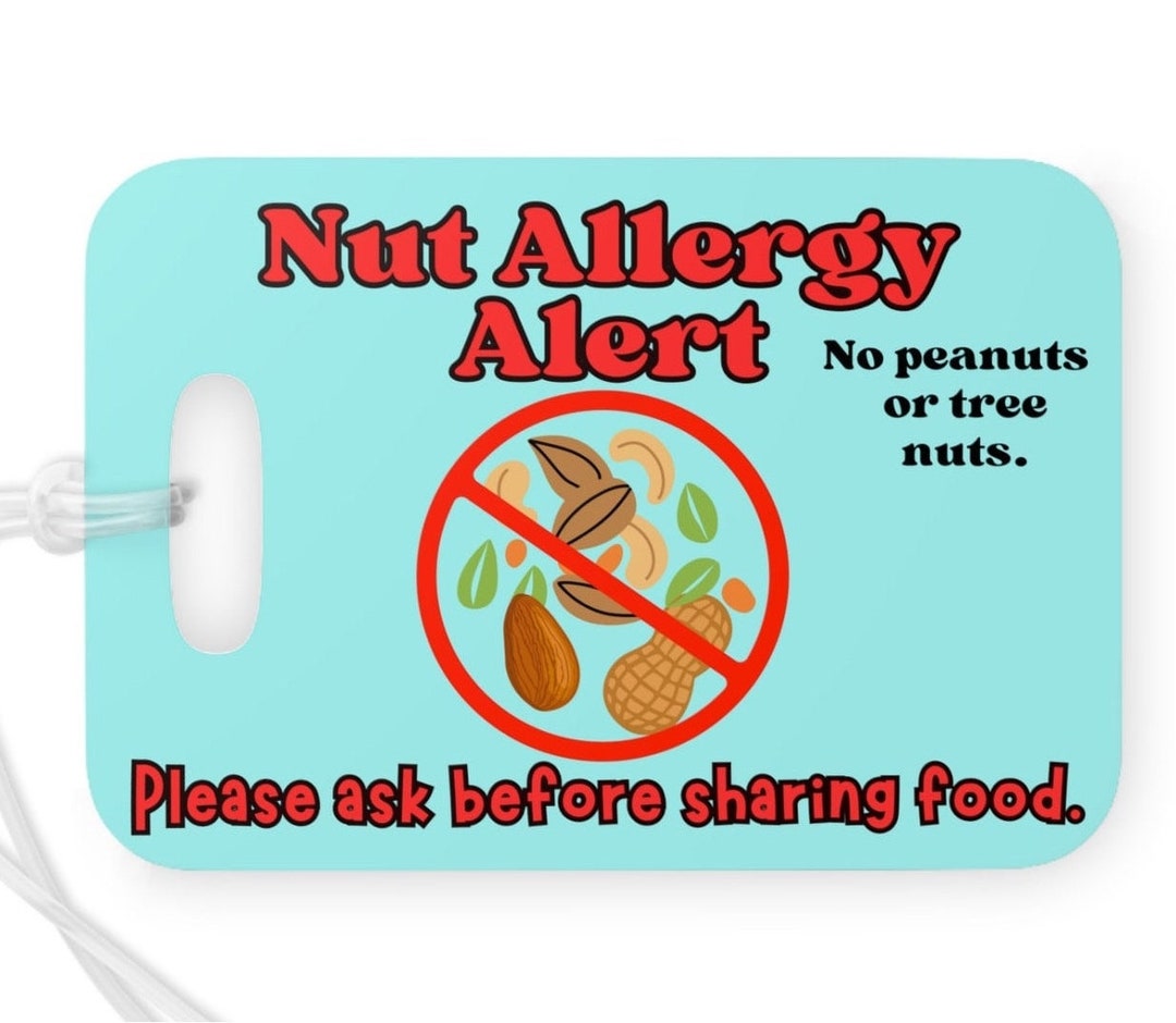 Nut Allergy Alert Tag for Backpacks and Lunch Bags or Lunch Boxes ...