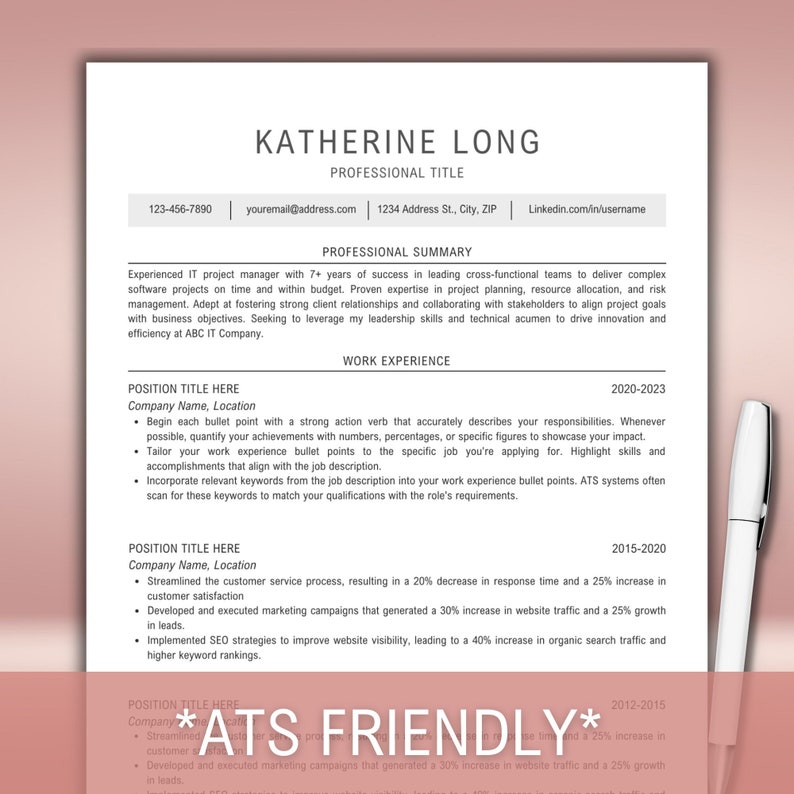 Functional Resume ATS Friendly Resume Template Microsoft - Etsy