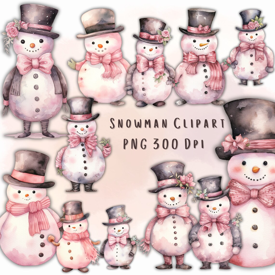 Frosty the Snowman, Watercolor Christmas PNG Bundle, Christmas Snowman ...