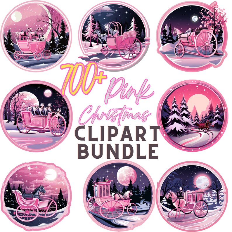 Pink Christmas Clipart Bundle, Pink Clipart, Christmas Png Bundle, Xmas ...