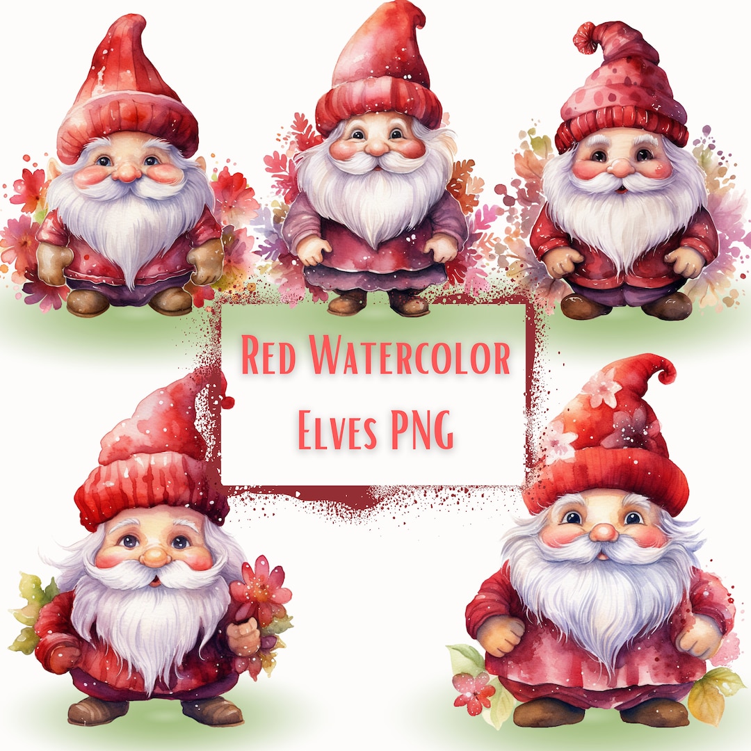 Watercolor Christmas Clipart Santa Elf, Christmas Elf Clipart, Winter ...