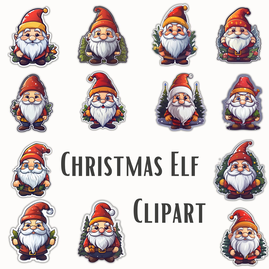 Watercolor Christmas Clipart Santa Elf Christmas Elf Clipart - Etsy