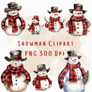 Frosty the Snowman, Watercolor Christmas PNG Bundle, Christmas Snowman ...