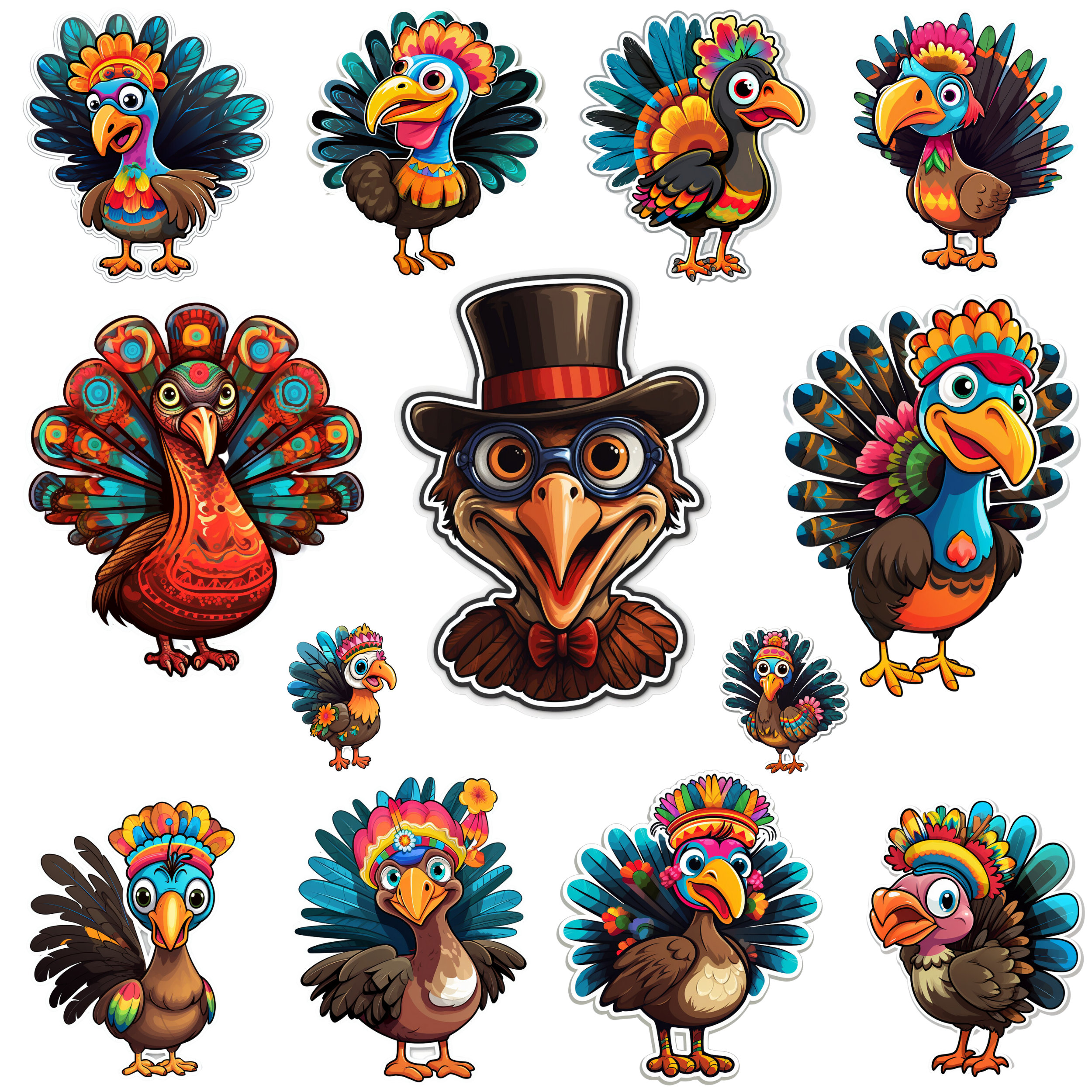 Turkey Clipart, Funny Turkey Face, Thanksgiving Clipart Bundle, Premade ...