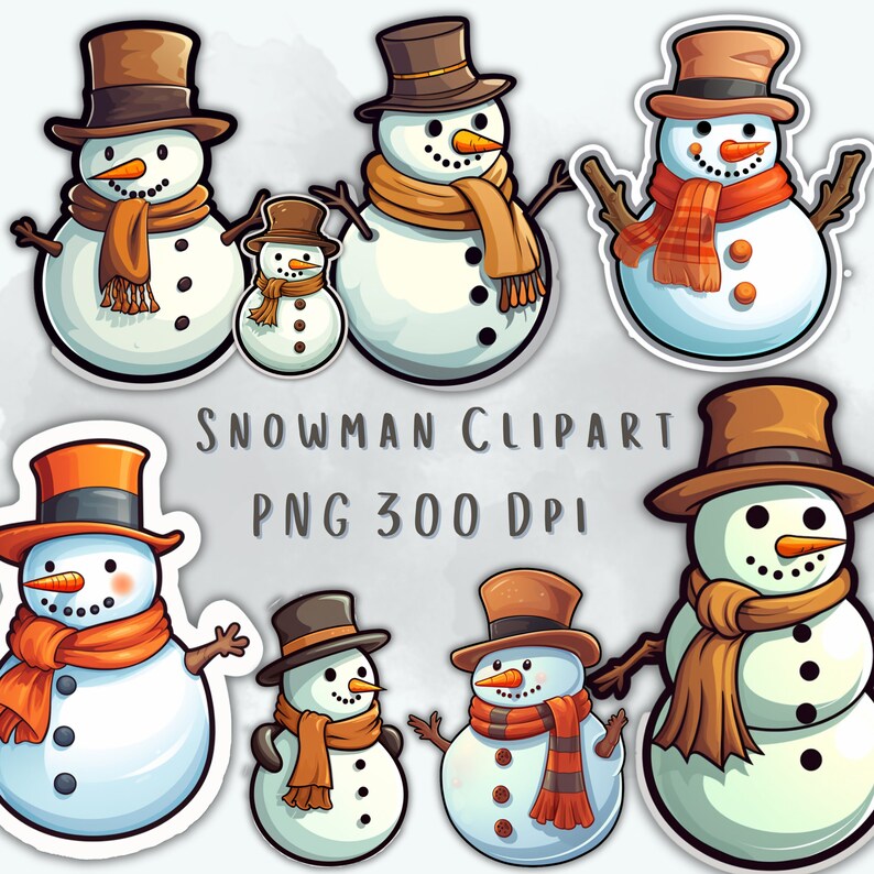 Christmas Snowman Clipart, Frosty the Snowman, Watercolor Christmas PNG ...