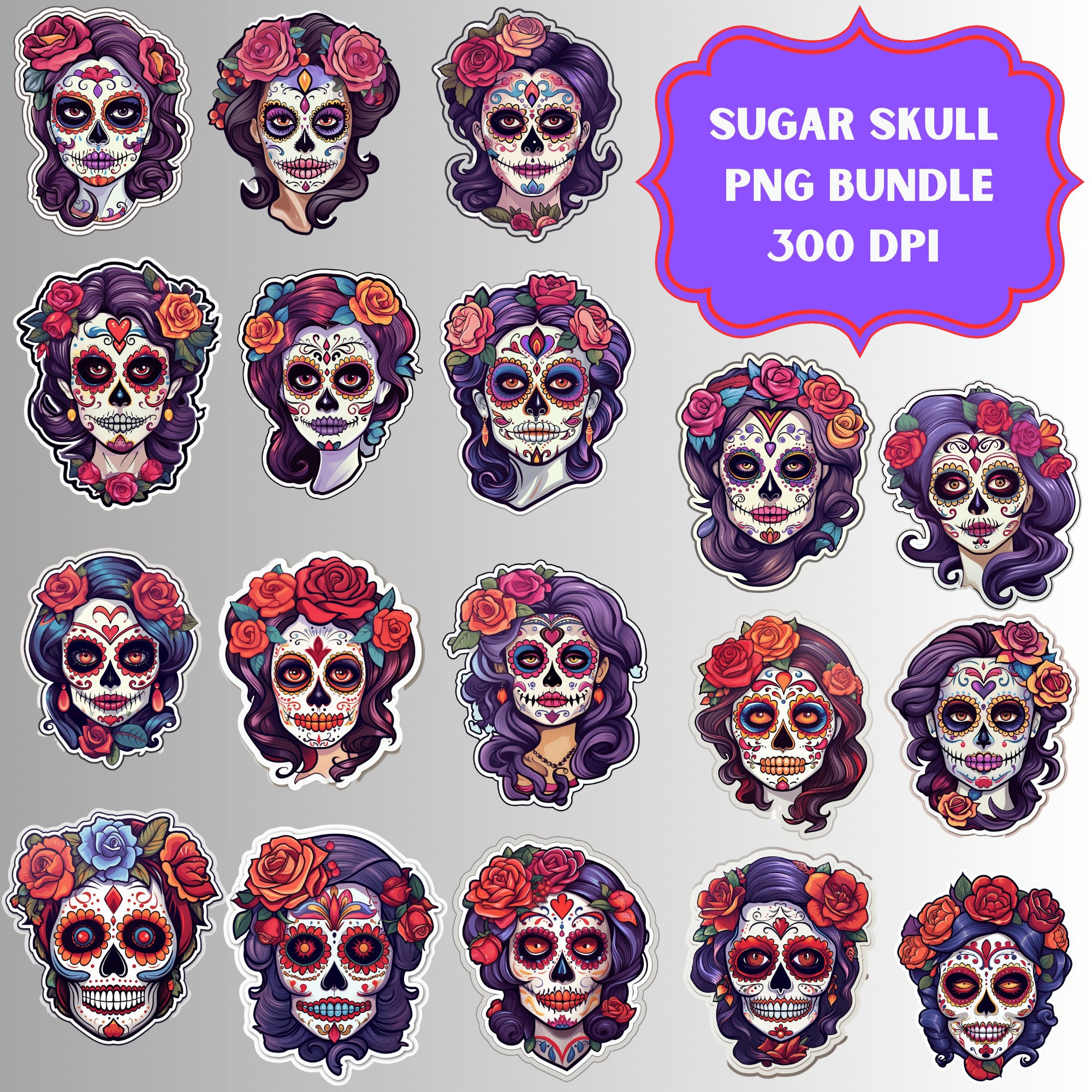 Pastel Clipart Sugar Skulls PNG Day of the Dead Clipart Dia - Etsy