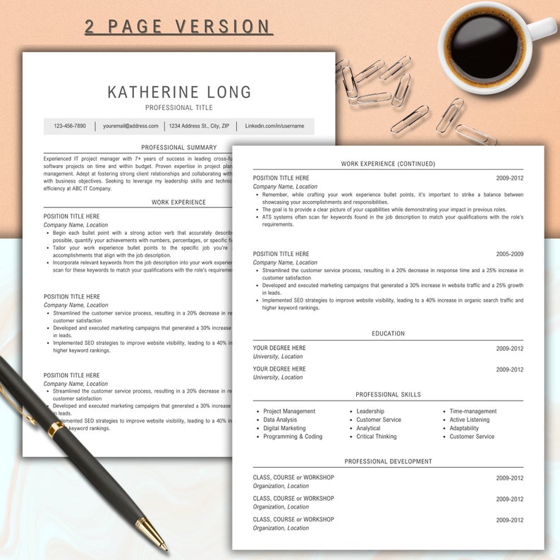 2023 Minimalist ATS Resume, Word Resume Template, Modern Resume ...